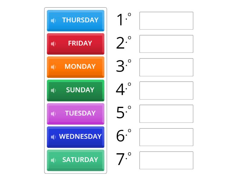 DAYS OF THE WEEK ORDER WITH AUDIO - Rank order