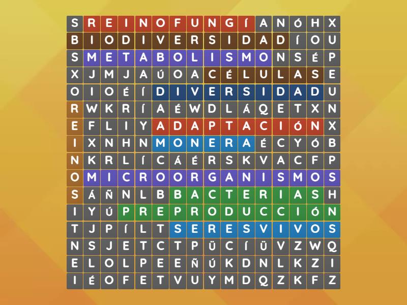 Sopa de letras "Los seres vivos" - Wordsearch