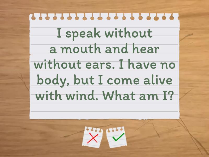 Riddles - Warm Up - Flash cards