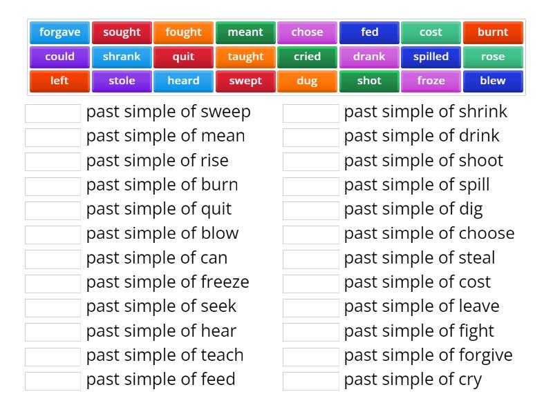 parejas past simple - Une las parejas