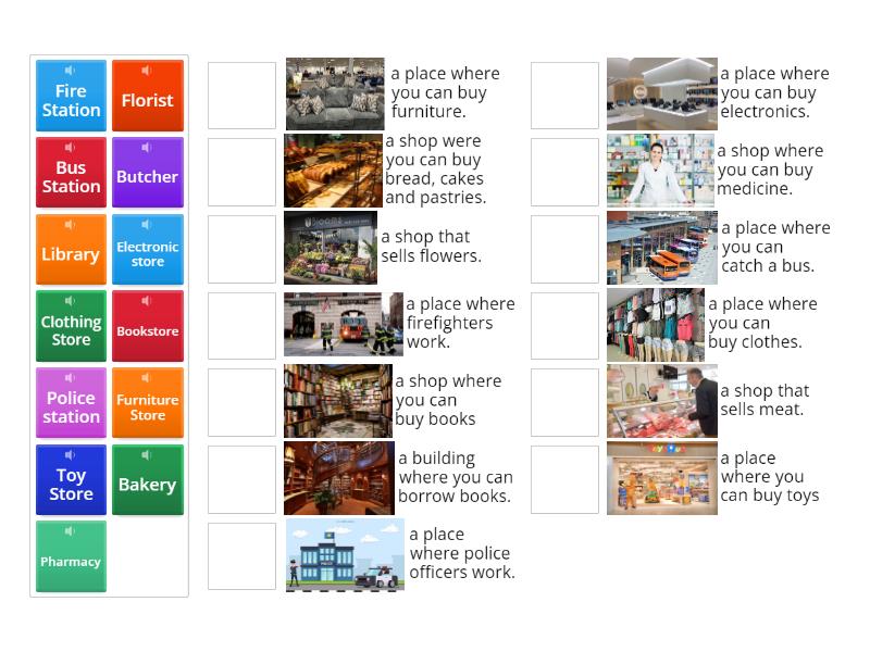 shops and buildings - Match up