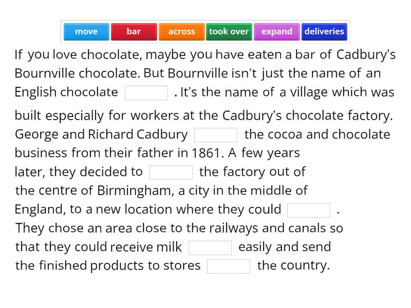 Chocolate Town - Complete the sentence