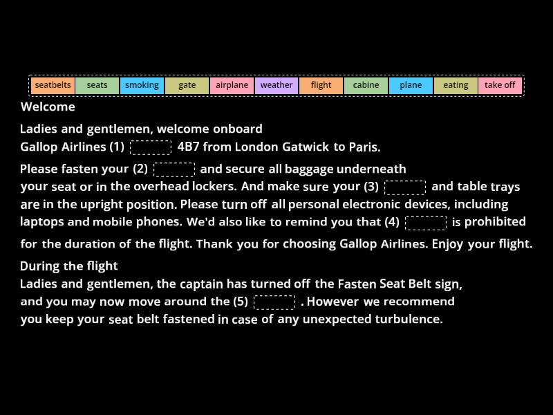 AIRPORT - Complete the sentence