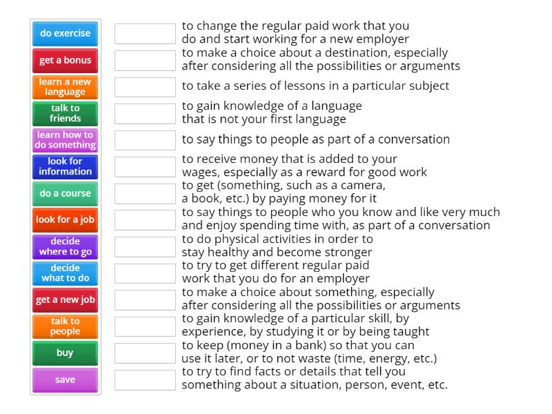 RM A2 9B voc. meanings - Match up