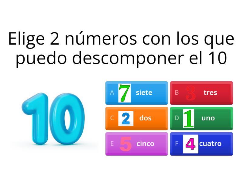 Descomponer y componer números hasta el 20 - Quiz