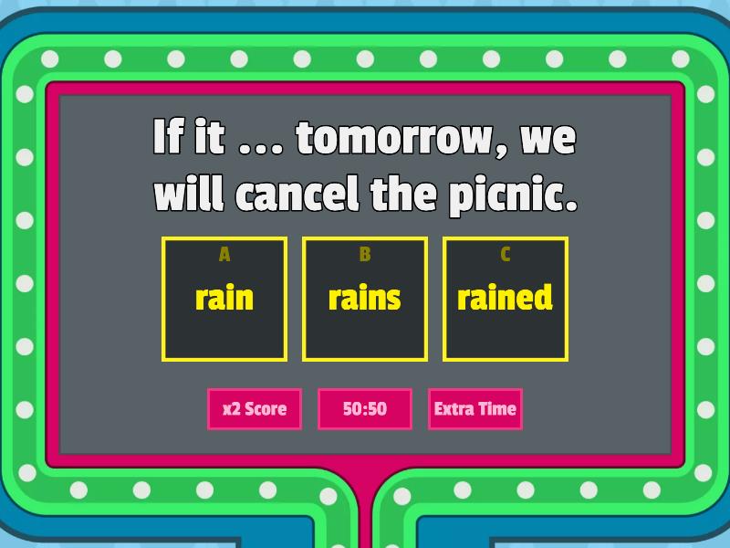 Zero and first conditionals exercises - Gameshow quiz