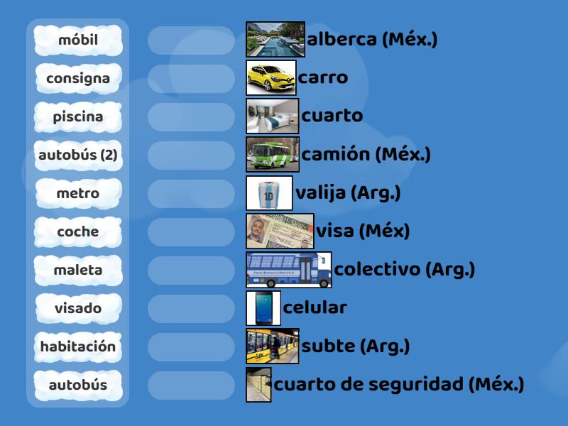 Vocabulario: Viajes - Match up