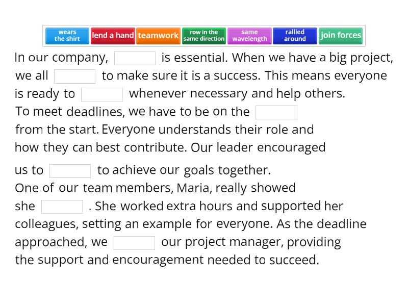 TEAMWORK IDIOMS - Complete the sentence