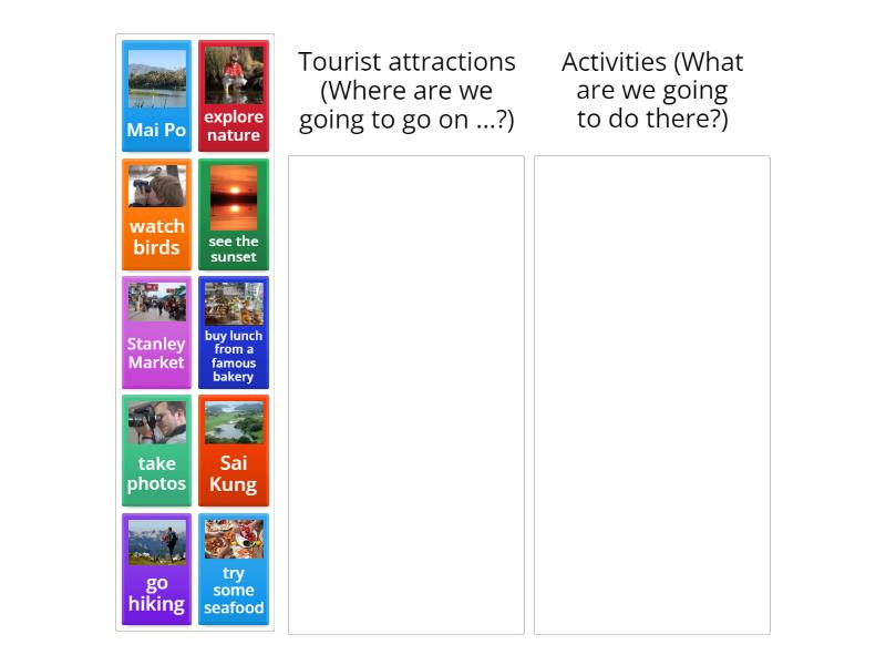H.S. 4B U.4 p.41 Tourist attractions & activities - Categorize
