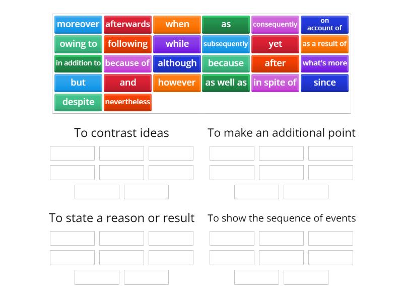 B2.7 Linking words - Group sort