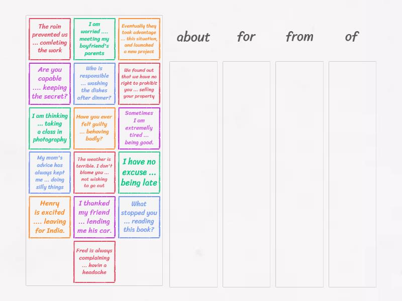 Gerund + preposition - Group sort