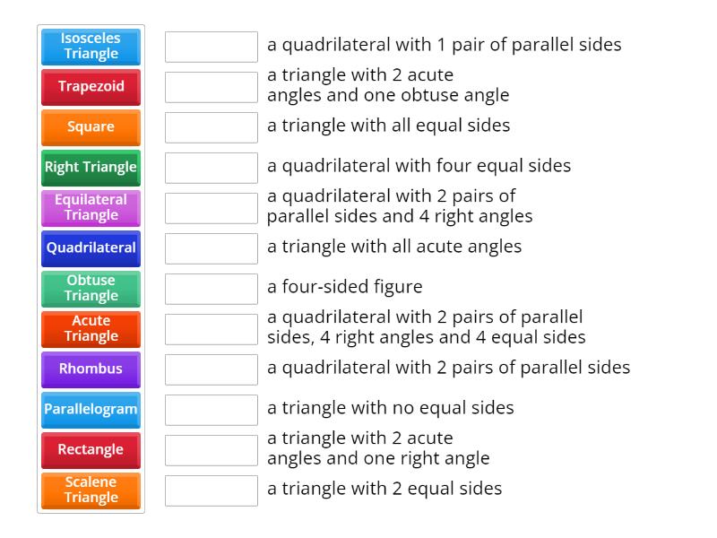 Classifying Triangles and Quadrilaterals - Match up