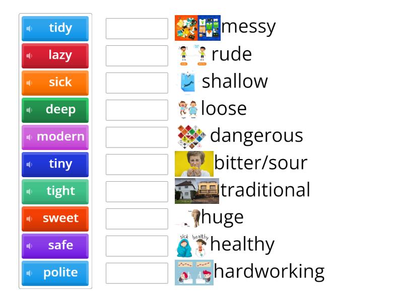 E2 ESOL 10 Adjectives and their opposites - Match up
