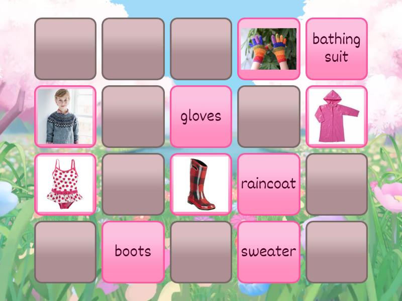 Weather and clothing vocabulary - Matching pairs