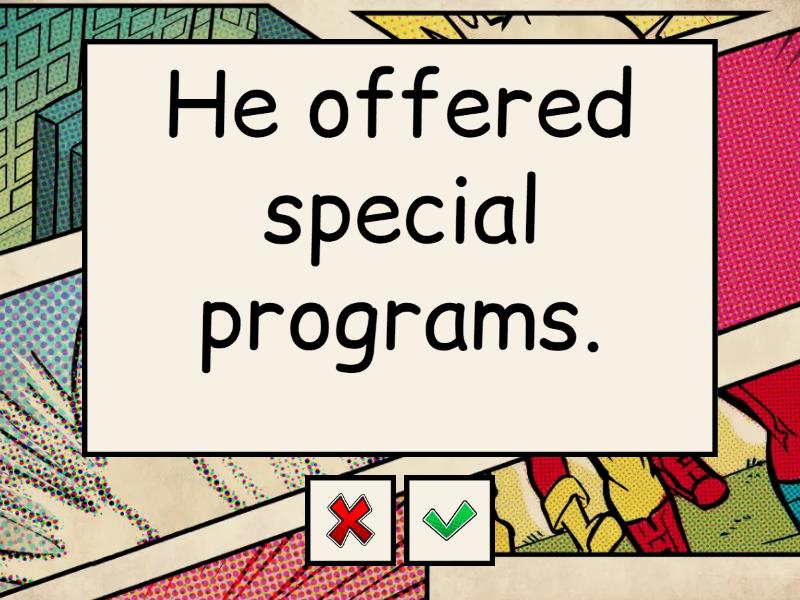 I offered special programs. to offer special programs - Flash cards