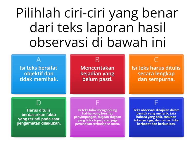 Teks Laporan Hasil Observasi - Quiz Teks Laporan Hasil Observasi - Quiz