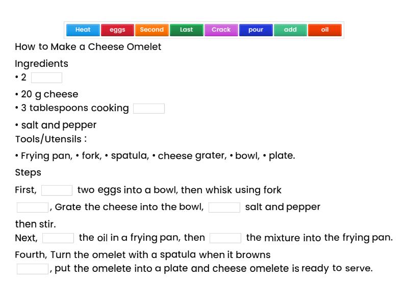 Procedure Text - Complete the sentence