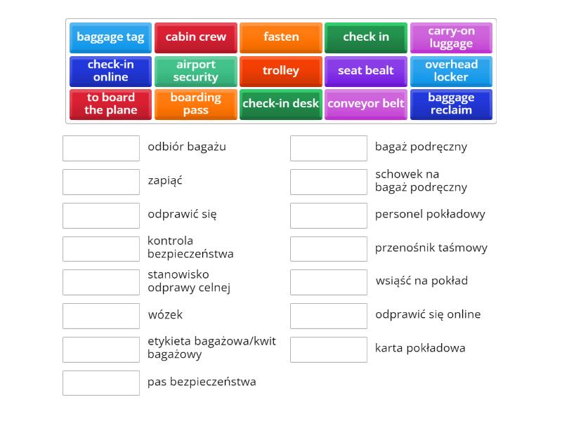 airport vocabulary - Match up