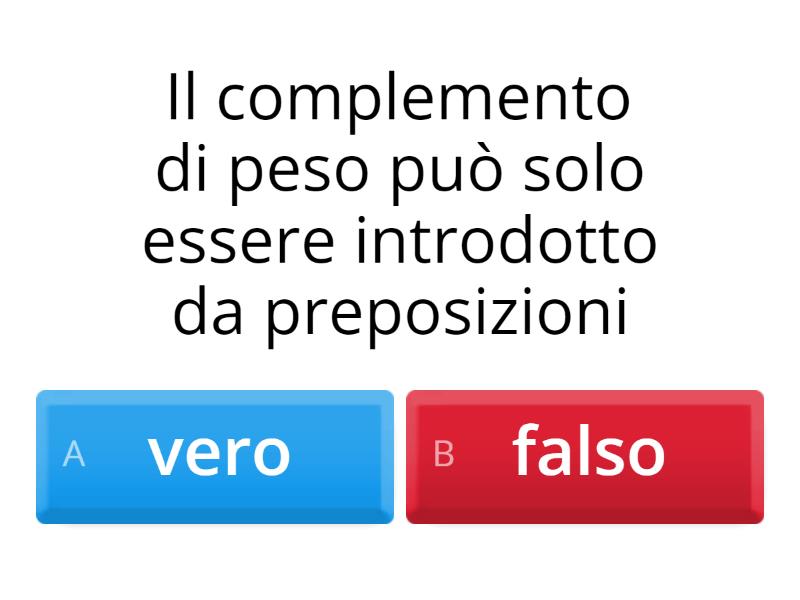 Il complemento di peso - Quiz