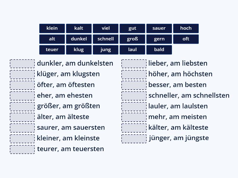 STEIGERUNG DER ADJEKTIVE - Match up