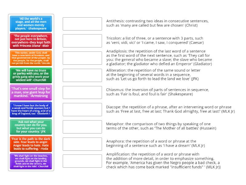 Rhetorical Devices - Match up