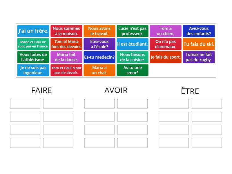 Faire - etre - avoir - Group sort
