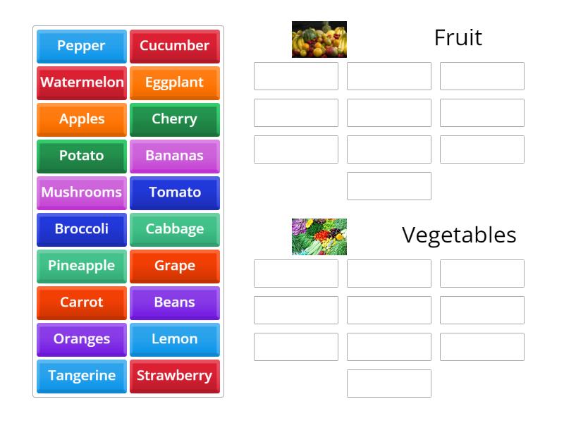 Fruit VS Vegetables - Group sort