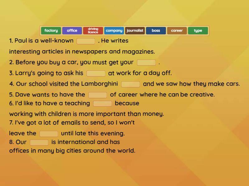 Destinations A2 15B - Complete the sentence