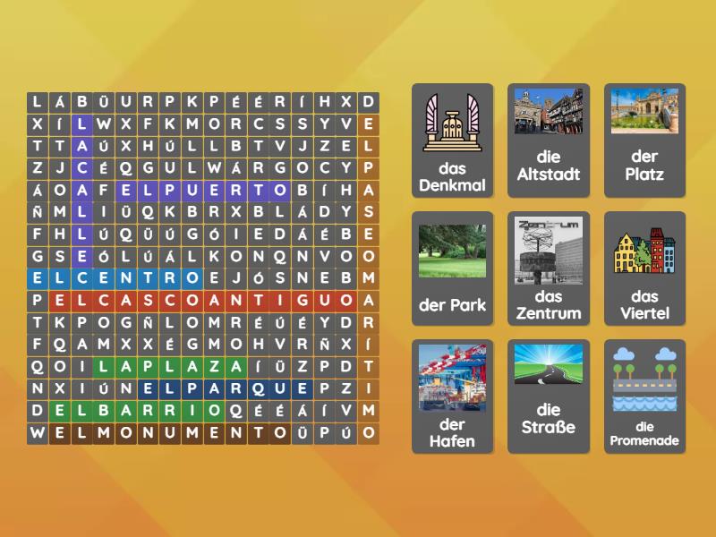 4. Q3U1 - LA CIUDAD - the city - die Stadt - Wordsearch
