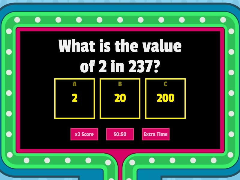 PLACE VALUE - Gameshow quiz