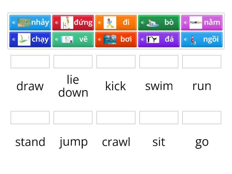 Action verbs in Vietnamese - Une las parejas