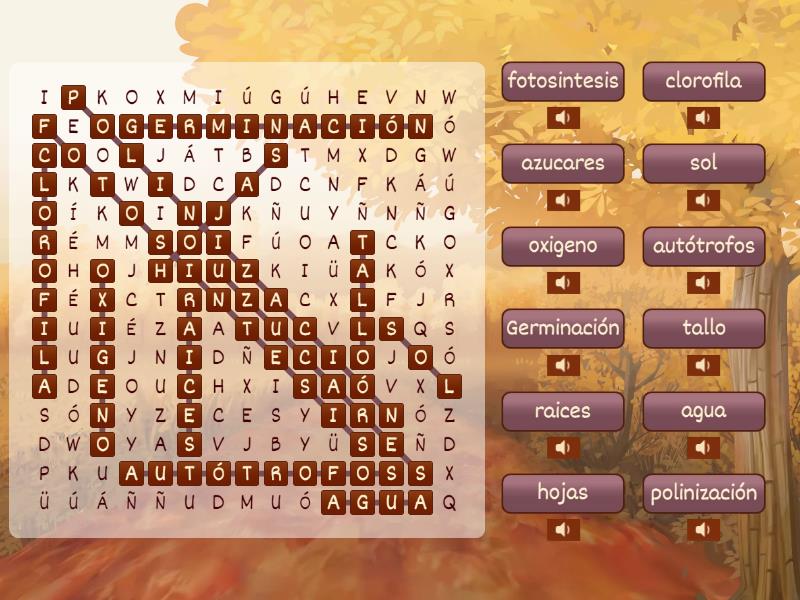 sopa de letras - plantas - Wordsearch
