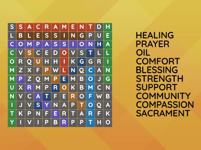 Anointing of the Sick Word Search - Wordsearch