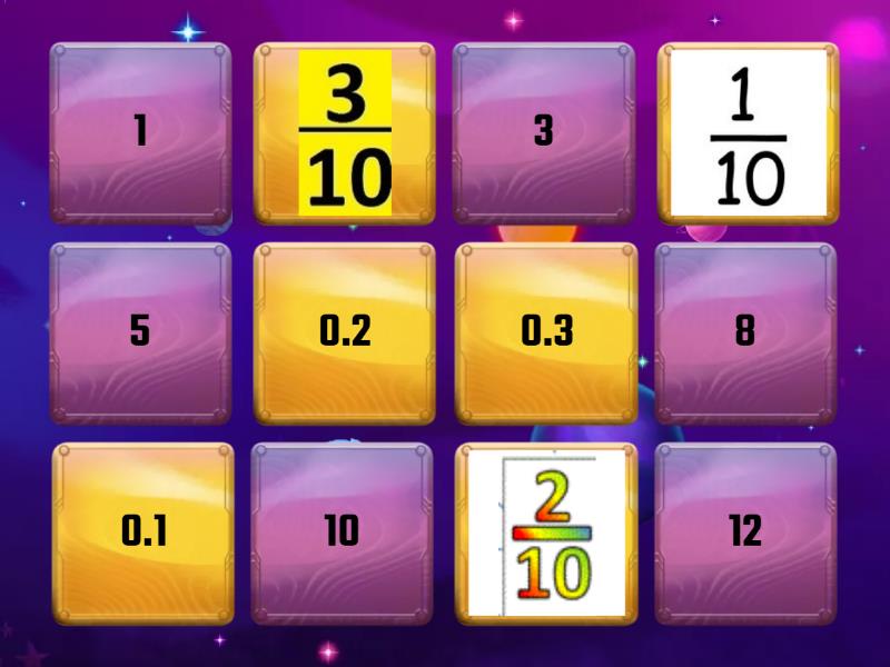 MEMORIA FRACCIONES Y DECIMALES - Combine os pares