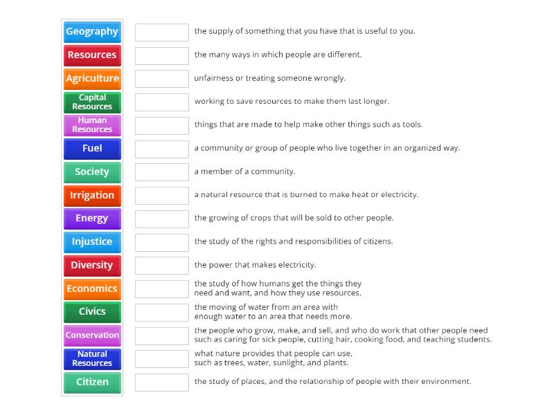 Third Grade Social Studies: Week 1 - Match up