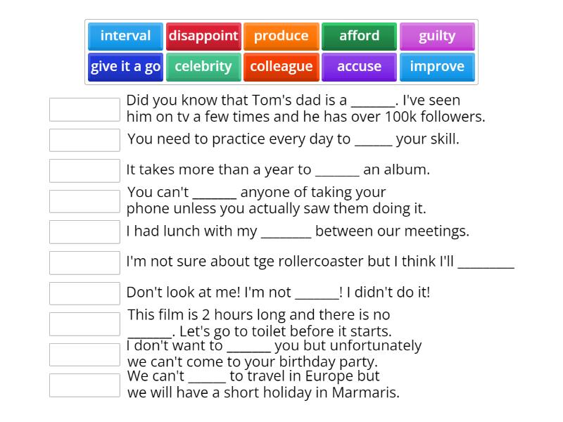Vocabulary set 1 Doruk - Match up