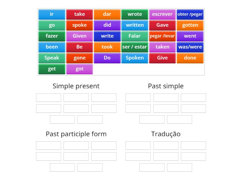Irregular verbs past participle - Group sort