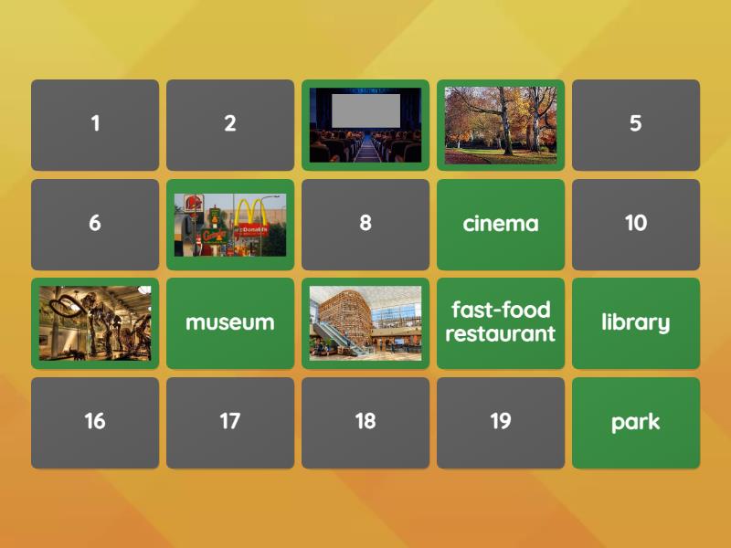 U1 Vocabulary Town GW A2 - Matching pairs