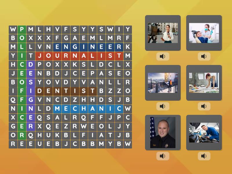 4.2.GRF - U6 - Dream Jobs. Find the words. - Wordsearch