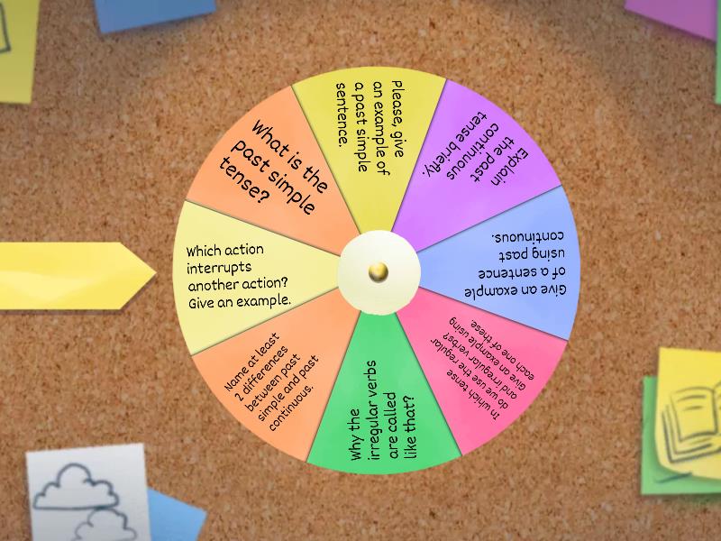 Past simple and past continuous differences - Spin the wheel