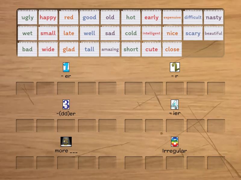 Comparatives: spelling rules - Group sort