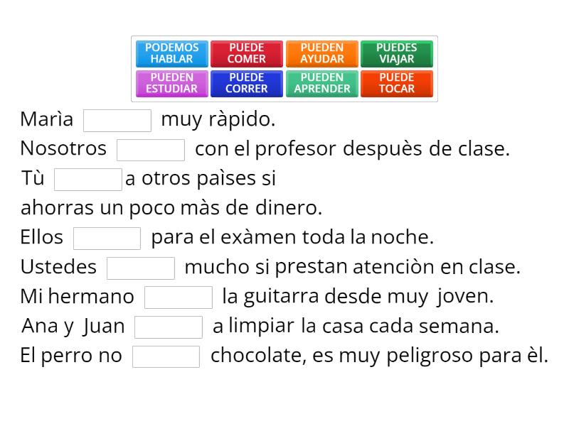 FORMA NO VERBAL PODER + INFINITIVO - Complete the sentence