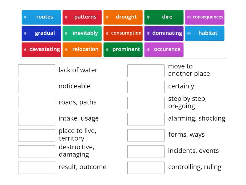 Climate Change : Vocabulary Previw - Match up