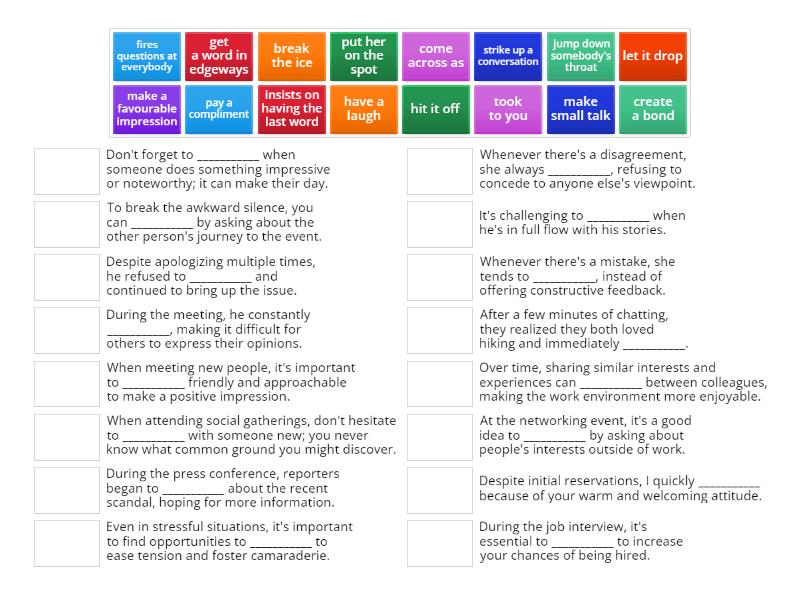 High Note 4 Unit 1C Idioms practice - Match up