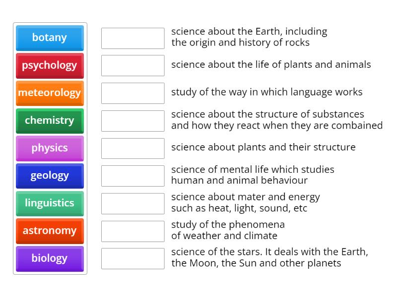 Natural Sciences - Match up