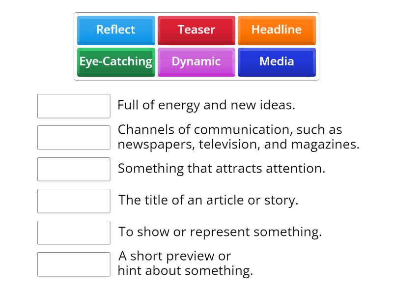 Reading. Magazine Covers: The Art of First Impressions. Vocab ex - Match up