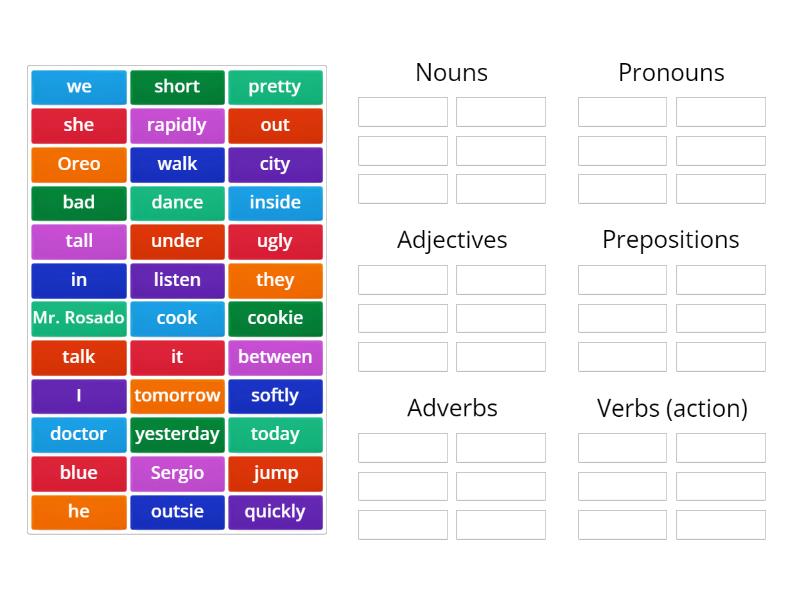 8th - Parts of Speech - Classify/Identify - Group sort 8th - Parts of Speech - Classify/Identify - Group sort