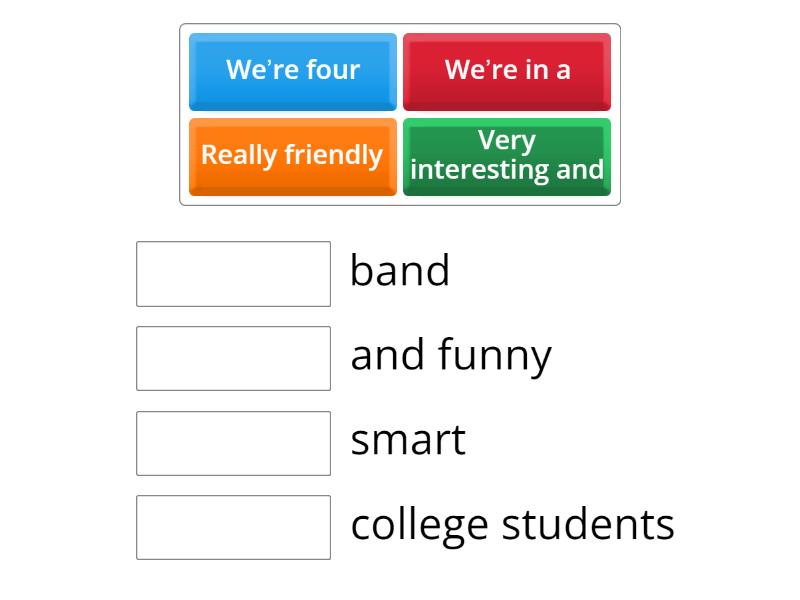 Evolve 1. Unit 1. Here is my band. Part 3 - Match up