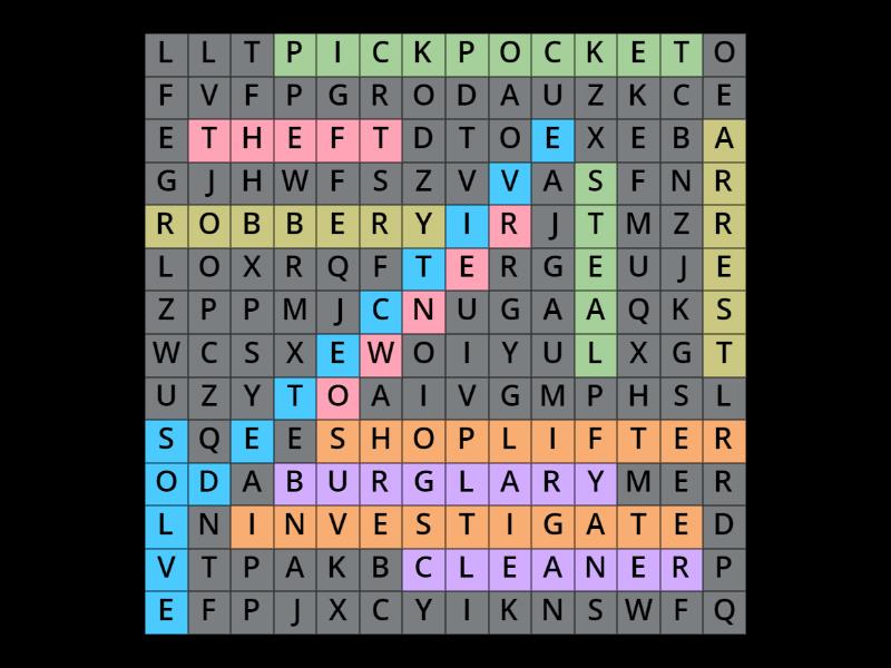 crime vocabulary - Wordsearch