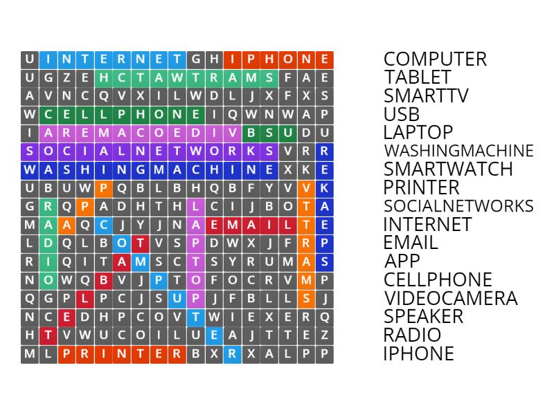 Communication and tecnology - Wordsearch